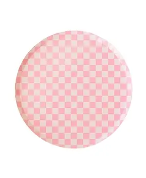 JOLLITY & CO Checkered Paper Dinner Plates, Set Of 8 - Tickle Me Pink (pink)