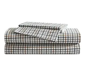 Eddie Bauer Griffin Plaid Beige Cotton Percale Queen Sheet Set - One-color