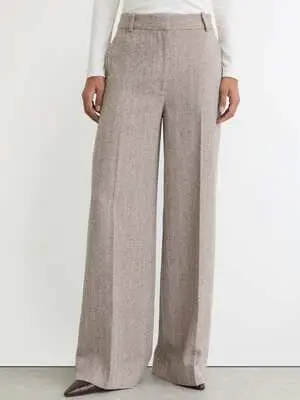REISS Isla Wide-leg Textured Trousers