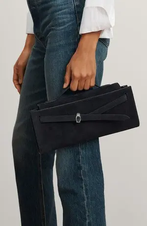 Veronica Beard Suede Dash Clutch - Navy