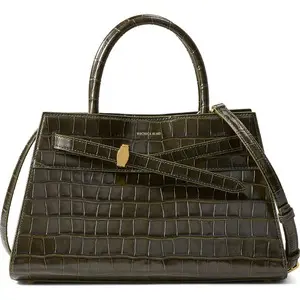 Veronica Beard Dash Croc Embossed Leather Top Handle Bag