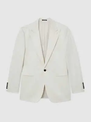 REISS Bunce Textured Tailored-fit Cotton-blend Blazer