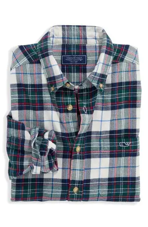 Vineyard Vines Birch Plaid Stretch Flannel Button Down Shirt