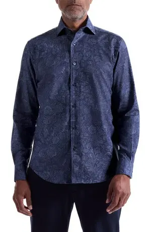 Bugatchi Alvin Shaped Fit Leaf Print Button-up Shirt