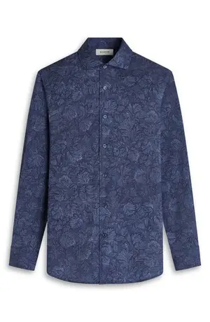 Bugatchi Alvin Shaped Fit Leaf Print Button-up Shirt