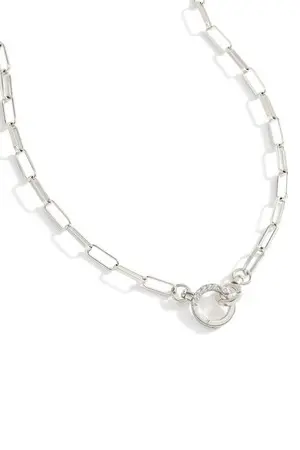 MINT & LILY Pave Paperclip Chain Necklace - Silver