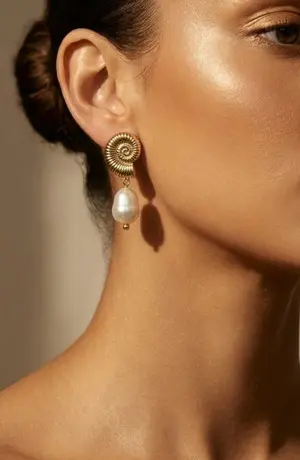 MACRAE & CO. X Sharina Seashell Faux Pearl Drop Earrings