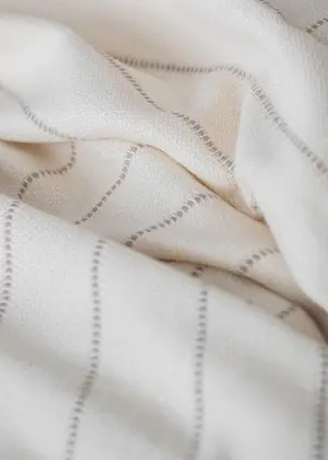 Anaya Smooth Cotton Ivory Bed Blanket With Stripes