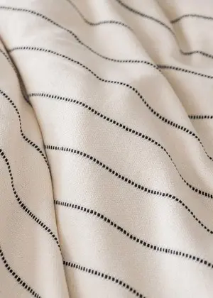 Anaya Smooth Cotton Ivory Bed Blanket With Stripes