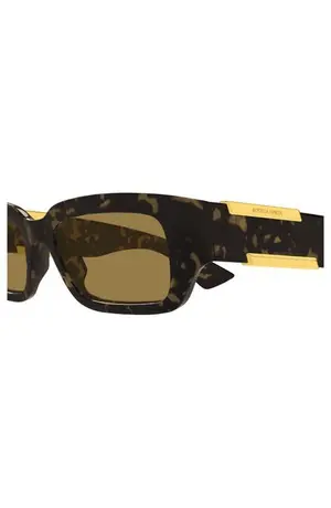 Bottega Veneta 53mm Rectangular Full Rim Sunglasses - Havana