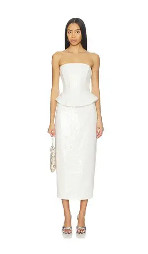 LOVERS AND FRIENDS Alexia Sequin Midi Dress - White Sequin