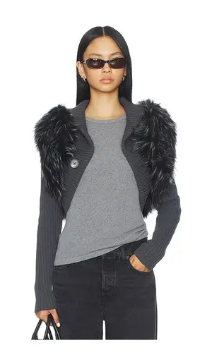 Black Faux Fur Shrugs
