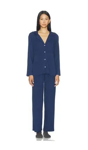Eberjey Gisele Rib The Long Pj Set - Navy