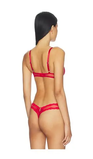 FLEUR DU MAL Sheer Tulle Demi Bra In Red