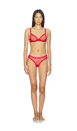 FLEUR DU MAL Sheer Tulle Demi Bra In Red