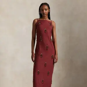 Ralph Lauren Beaded Linen Column Dress