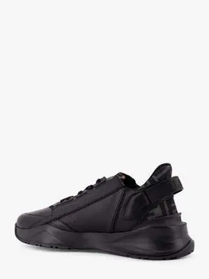 Fendi Leather Flow Sneakers With Ff Jacquard Fabric Inserts