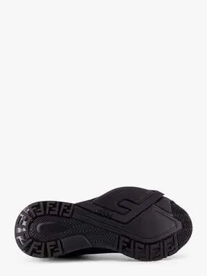 Fendi Leather Flow Sneakers With Ff Jacquard Fabric Inserts