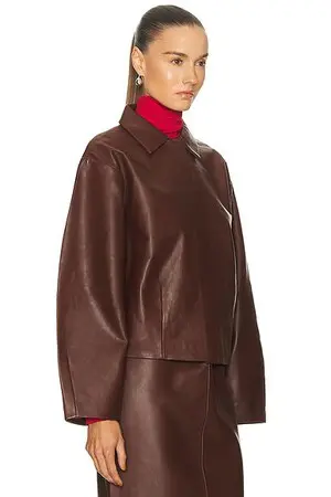 ST. AGNI Leather Cocoon Jacket - Rum