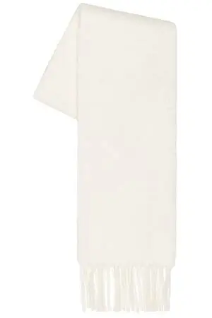 SPORTY & RICH Signature Logo Fuzzy Scarf - Ecru