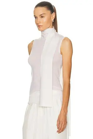 Enza Costa Tissue Cashmere Sleeveless Scarf Sweater