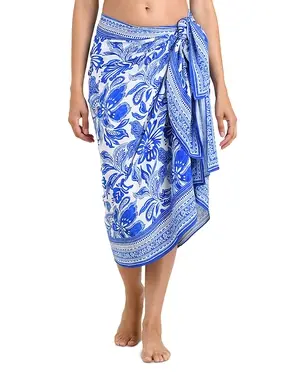 La Blanca Botanical Brocade Pareo Swim Cover-up - Lapis
