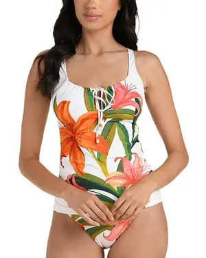 La Blanca Jungle Blossoms Sweetheart Tankini Top - Multi