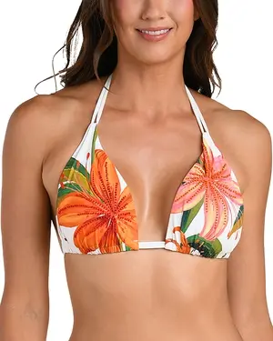 La Blanca Jungle Blossoms Halter Bra Bikini Top - Multi