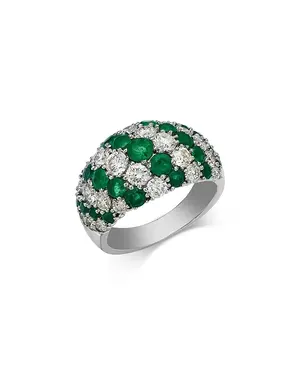 Bloomingdale'S Emerald And Diamond Band Ring - Green/white
