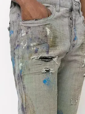 PURPLE BRAND Paint-splattered Slim-fit Jeans