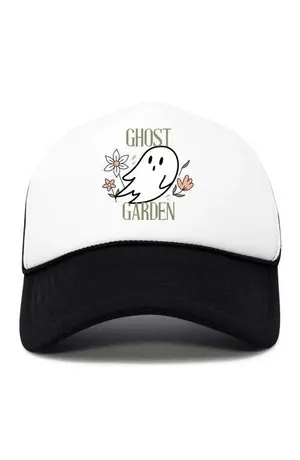 DALIX Ghost Garden Trucker Hat - Black White