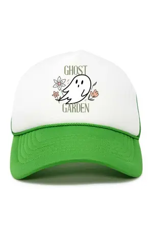 DALIX Ghost Garden Trucker Hat - Kelly White
