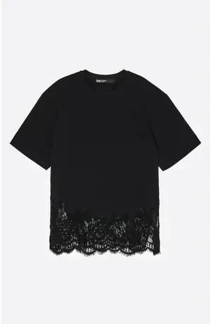 Bimba Y Lola Oversized Lace T-shirt - Black