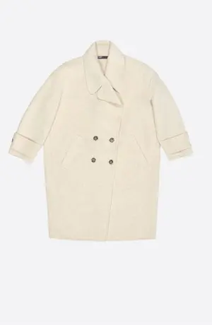 Bimba Y Lola Double-face Maxi Lapel Coat - Ivory