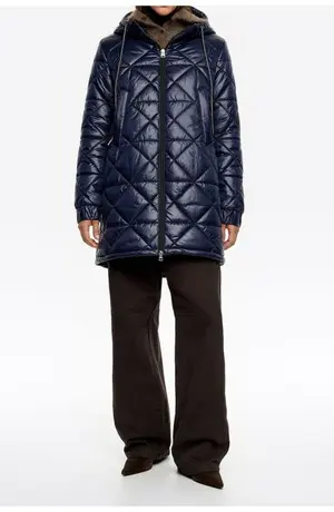 Bimba Y Lola Straight Hooded Puffer - Dark Navy