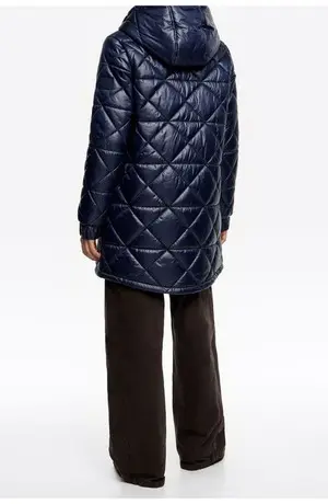 Bimba Y Lola Straight Hooded Puffer - Dark Navy