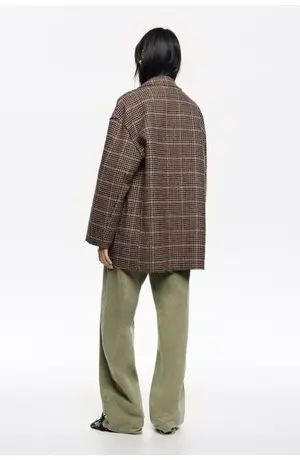 Bimba Y Lola Checked Double-face Raw Finish Coat