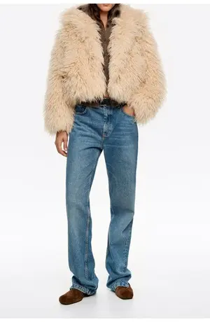 Bimba Y Lola Short Faux Fur Jacket