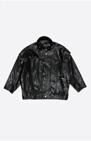 Bimba Y Lola Leather Oversize Jacket - Black