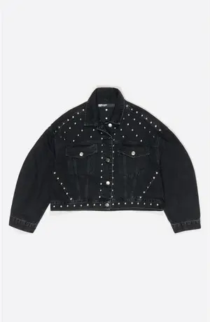 Bimba Y Lola Studded Denim Cropped Jacket