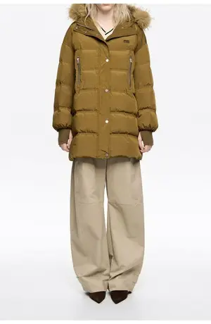Bimba Y Lola Fur Hooded Down Jacket