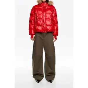 Bimba Y Lola Fur Hooded Down Jacket - Red