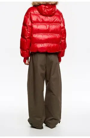 Bimba Y Lola Fur Hooded Down Jacket - Red