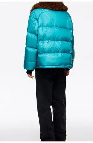 Bimba Y Lola Short Down Jacket With Fur Collar