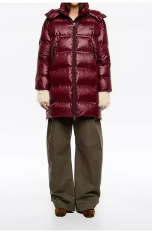 Bimba Y Lola A-line Down Jacket With Detachable Hood - Burgundy