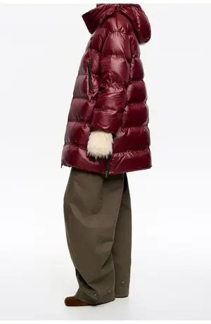 Bimba Y Lola A-line Down Jacket With Detachable Hood - Burgundy