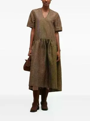 GANNI Checked V-neck Dress