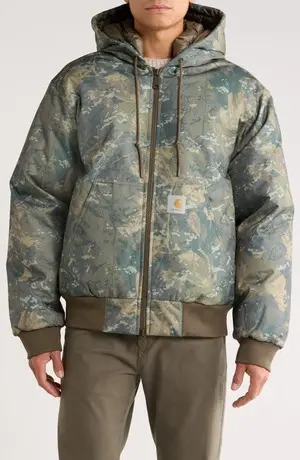 Carhartt Work In Progress Water Repellent Active Cold Padded Nylon Jacket - Camo Combi