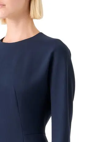 Akris Long Sleeve Wool Blend Midi Dress - Navy