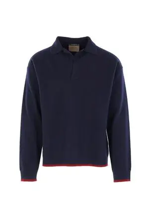 FEDERICO CURRADI X 10 CORSO COMO Federico Curradi X 10 Corso Como Wool-Cashmere Polo Sweater - Blue+bordeaux